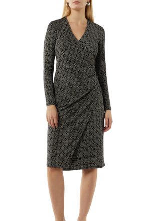 Comma Gemustertes Midi-Kleid in Wickeloptik