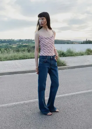 Mango Top cintr&eacute; imprim&eacute; rose - Femme - XS - MANGO