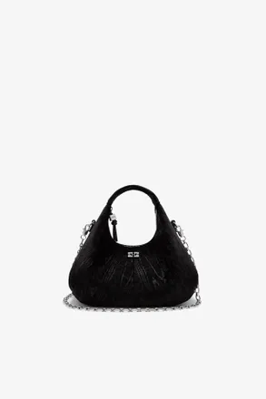 Ganni Mini sac hobo en velours moir&eacute; Noir - Pour Femme