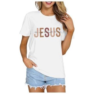 Generic T-shirt Fille D&eacute;contract&eacute; Femme T-shirt avec Col Rond Imprim&eacute; Lettre &Eacute;l&eacute;gant Comme Haut &Agrave; La Mode Pour Tenues &Eacute;t&eacute; T-shirts Imprim&eacute;s Polyester, Blanc.,