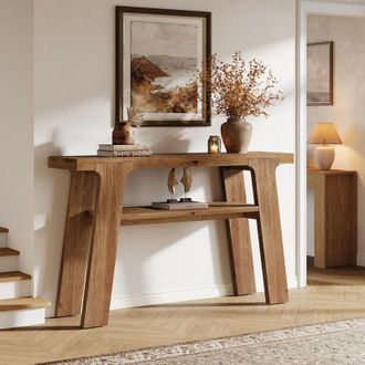 Tribesigns Tribesigns Table Console en Bois Massif, 120 x 30 x 80 cm, Console &eacute;troite de Style Champ&ecirc;tre avec 2 &eacute;tag&egrave;res, pour Un Couloir, Derri&egrave;re Un Canap&eacute;