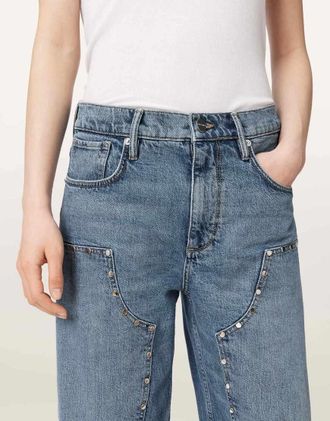 AllSaints Sadie jean &agrave; clous bleu indigo clair