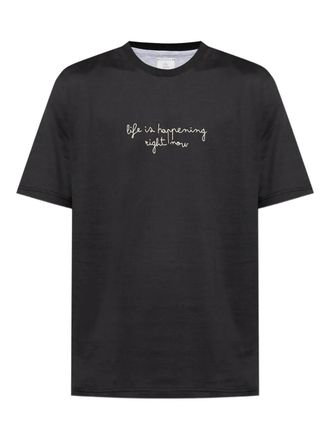 Eleventy t-shirt à slogan brodé - Noir