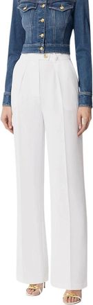 Elisabetta Franchi Femme, Pantalons, Blanc, Taille: 36 FR Pantalon fluide en cr&ecirc;pe avec boutons dor&eacute;s