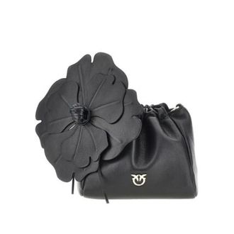 Pinko Pinko - Sac seau en cuir &agrave; fleur - Femme - Sacs - Noir - Taille: ONE Size