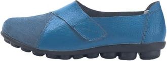 Generic Mocassins Plats en Cuir suédé pour Femmes, Chaussures de Conduite Souples à Enfiler, Chaussures de Travail, de Bureau, dinfirmière,Bleu,40 EU