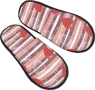 Generic Classiques Pantoufles Rayures de fraise Maison Pantoufles &eacute;l&eacute;gant Chaussons pour Homme pour Hiver Femme Adulte L