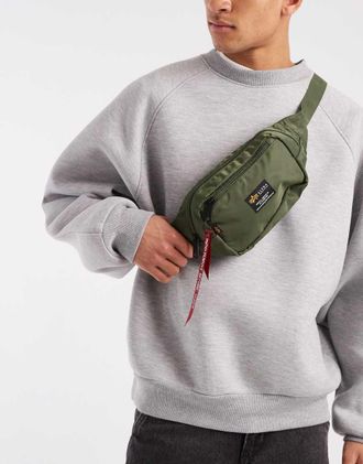 Alpha Industries Sac banane en nylon &agrave; logo - Kaki-Vert