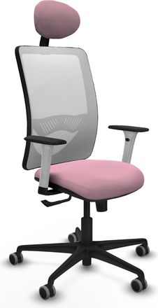 Piqueras y Crespo Computerstuhl Rosa Zulema mit wei&szlig;en und schwarzen Armlehnen, h&ouml;henverstellbarer Lendenwirbelst&uuml;tze und festem Kopfteil, ausgestattet mit 3 Positionen