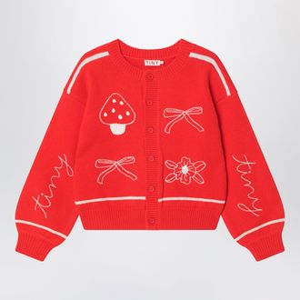 Tiny Cottons Rote Strickjacke mit Rundhalsausschnitt aus Wolle