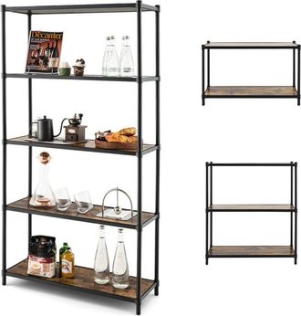 Costway Costway - Lagerregal mit Flexibler Montage, 5 Ebenen Bücherregal industriell, Standregal für Wohnzimmer, Schlafzimmer und Küche, 80 x 29 x 154 cm