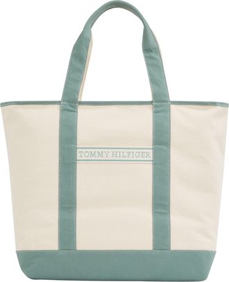 Tommy Hilfiger Damen Tote Bag Tasche Summer Canvas Tragetasche, Türkis (Charming Green), Einheitsgröße