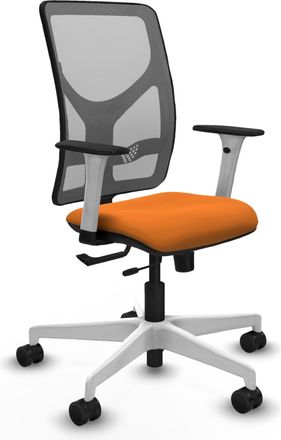 Piqueras y Crespo B&uuml;rostuhl in Orange, mit wei&szlig;en und schwarzen Armlehnen, h&ouml;henverstellbare Lendenwirbelst&uuml;tze, ausgestattet mit Syncro/Traslack und Schneideschaum, Gr