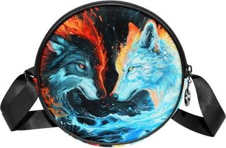 Generic Petit sac &agrave; bandouli&egrave;re circulaire pour femme, petit sac &agrave; bandouli&egrave;re avec fermeture &eacute;clair et bretelles r&eacute;glables style d&eacute;contract&eacute; pour femmes et f