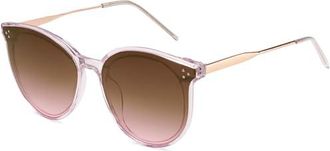 Sojos Ronde Lunettes de Soleil pour Femme Fashion Trop Grand DOLPHIN,Gris clair/brun dégradé