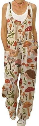 Onsoyours Salopette Décontractée Ample en Coton Doux et Lin Slim Jumpsuit Pantalon Casual Salopette Ample Femme Boho Chic Large Overalls Jumpsuit Ete A2 L