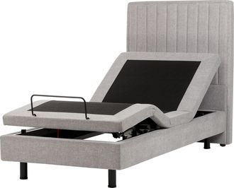 Beliani Polsterbett elektrisch verstellbar hellgrau 90x200 cm mit Fernbedienung Duke II