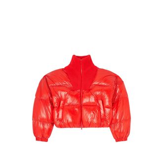 Diesel Down Puffer Jacket In Ripstop With Knitted Collar