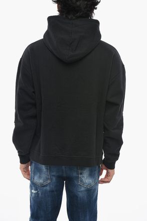 Dsquared2 Cotton Hoodie With Embossed Sponge-Effect Logo Dsquared2