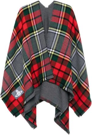 Vivienne Westwood T&uuml;cher & Schals - Tartan Plaid Wrap Scarf With Fringed Edges - Gr. unisize - in Grau - f&uuml;r Damen