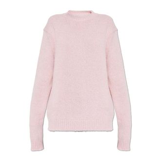 Jil Sander Mittelschwerer Wollpullover mit Rundhalsausschnitt - - Knitwear - Damen - Rosa - 2XS
