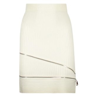 ADĀMO Andrea Adamo Gerippter Gestrickter Minirock mit Rei&szlig;verschl&uuml;ssen - - Skirts - Damen - Wei&szlig; - S