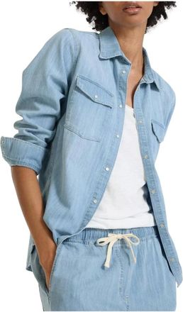 Juvia Femme, Blouses et Chemises, Bleu, Taille: 38 FR Chemise en jean coupe droite