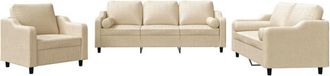 vidaXL 3-tlg. Sofagarnitur mit Kissen Creme Stoff vidaXL