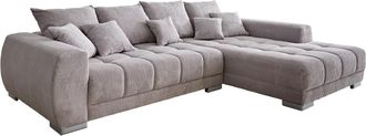 DELIFE Sofa Josea Cord Silbergrau 300x220 cm Ottomane rechts Ecksofa