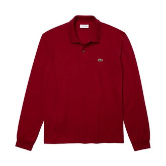 Lacoste Homme, Tops, Rouge, Taille: L Polo à Col Rayé Bordeaux