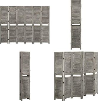 vidaXL 6-tlg. Raumteiler Grau 214x166 cm Massivholz - Holzm&ouml;bel - Raumteiler - Sichtschutz - Wohnzimmerdeko - Schlafzimmerschrank - Home & Living