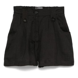 Lorena Antoniazzi Taillierte High-Waist Bermuda-Shorts mit Falten vorne - - Shorts - Damen - Schwarzk - L
