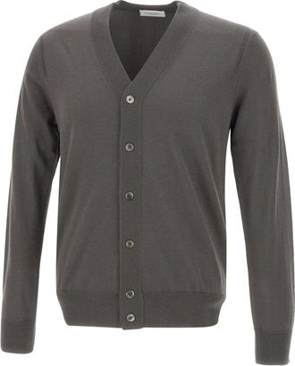Paolo Pecora Homme, Pulls, Gris, Taille: S Cardigan en laine jauge 16