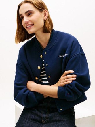 Tommy Hilfiger Strickjacke GOLD BTN HWK BOMBER mit goldfarbenen Kn&ouml;pfen