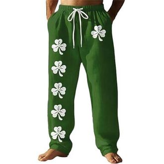 Generic Pantalon de yoga l&eacute;ger en lin pour homme - Taille &eacute;lastique - Cordon de serrage - Avec poches - Coton - D&eacute;contract&eacute; - Vacances d&eacute;t&eacute; - Plage - Course &agrave;