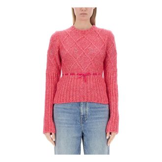 Cormio Oma 5 Embroidered Wool Blend Sweater - - Knitwear - Damen - Rosa - XS