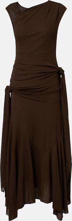 Ganni Robe midi asym&eacute;trique drap&eacute;e en r&eacute;sille