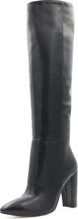 Queen Helena K2010 Damen-Stiefel, kniehoch, spitz, elegant, l&auml;ssig, mit einfachem Absatz, bequem, ohne Verschluss, K2028 Schwarz PU, 39 EU