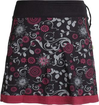 vishes Alternative Bekleidung - Damen Lagen-Look Blumen-Rock mit Mandalas und Tribals Bedruckt schwarz 34-36