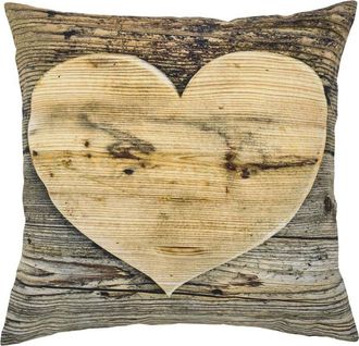 Mars & More Kissen Holz Herz 50 x 50 cm mit Inlet