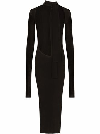 Dolce & Gabbana robe mi-longue à col lavallière - Noir