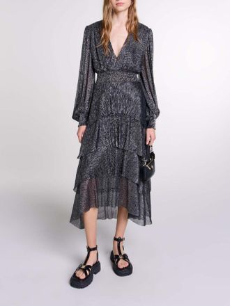 Maje Volantkleid - Schwarz/silber - Gr&ouml;&szlig;e 32 - Maje