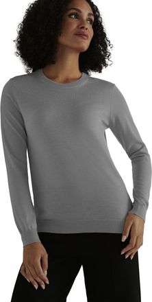 Falke Damen Pullover Basic New Merino Crew Neck W Pu Wolle elegant klassisch f&uuml;r Business und Freizeit mit Rundhalsausschnitt 1 St&uuml;ck, Grau Light Grey 3400,