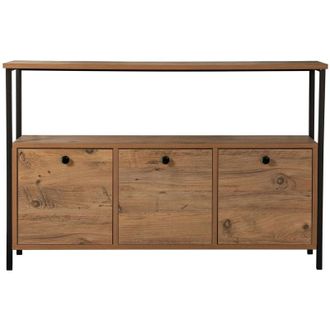 Hanah Home Console en bois Solace - 120 x 29 x 77 cm - Pin atlantique Noir