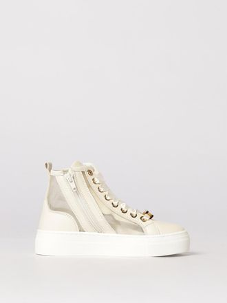 Elisabetta Franchi La Mia Bambina Sneakers aus Leder und Mesh-Nylon mit Monogramm