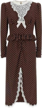 Alessandra Rich Robe Au Genou - Marron