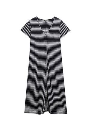 Superdry Robe midi &agrave; manches courtes en jersey avec boutonni&egrave;re pour femme, Ray&eacute; bleu marine, 36