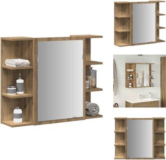 vidaXL Armoire &agrave; miroir de salle de bain ch&ecirc;ne artisanal 80x20,5x64 cm - Armoire &agrave; Miroir - Armoires &agrave; Miroir - Placard &agrave; Miroir - Armoire &agrave; Maquillage Avec