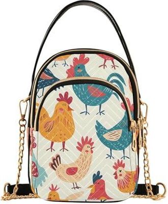 Mnsruu Sac à bandoulière pour femme avec motif poulet, animaux de la ferme, sac à main à bandoulière avec sangle réglable