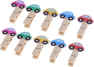 Aboofan Holz Fotoklammern Cartoon Auto Motiv 10 St&uuml;ck Selbstgemacht Foto Clips Naturmaterial Memo Halter F&uuml;r Zuhause B&uuml;ro Dekoration
